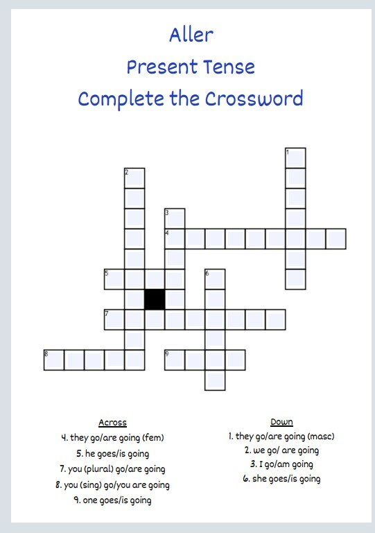 Aller Present Tense Printable French Verb Workbook Flashcards ...