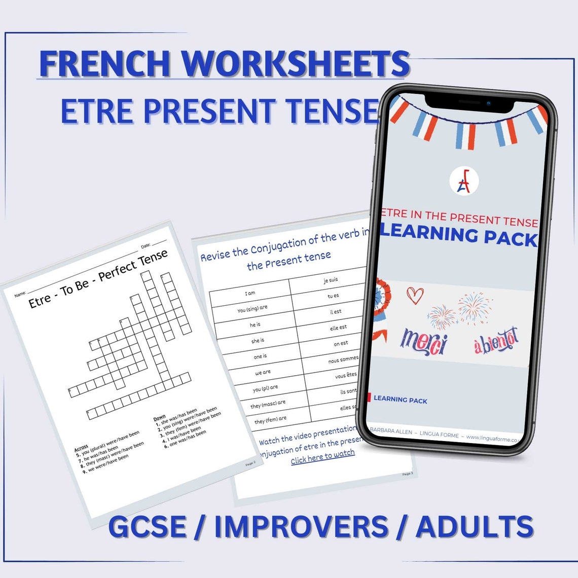 Etre Present Tense Printable French Verb Workbook Flashcards Worksheets ...