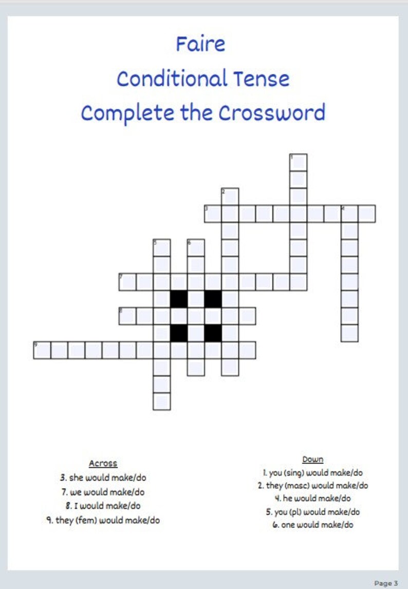 Faire Conditional Tense Printable French Verb Workbook Flashcards ...