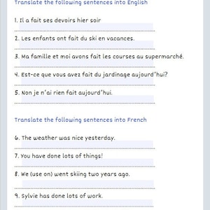 FAIRE PERFECT Tense Printable French Verb Workbook Flashcards ...