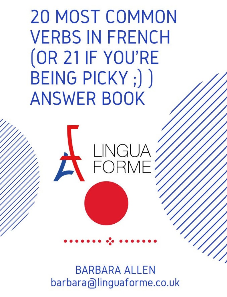 20 Verbs in French Fillable Workbook & Answerbook Download Version A ...