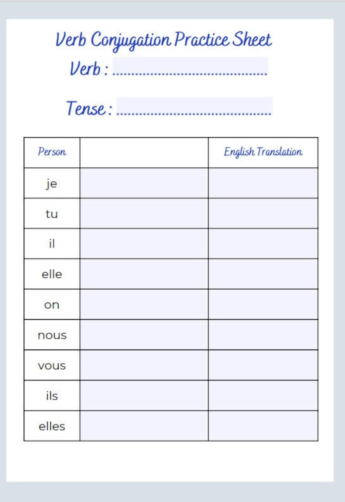 Faire Conditional Tense Printable French Verb Workbook - Etsy UK