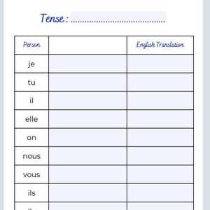 Faire Conditional Tense Printable French Verb Workbook Flashcards ...