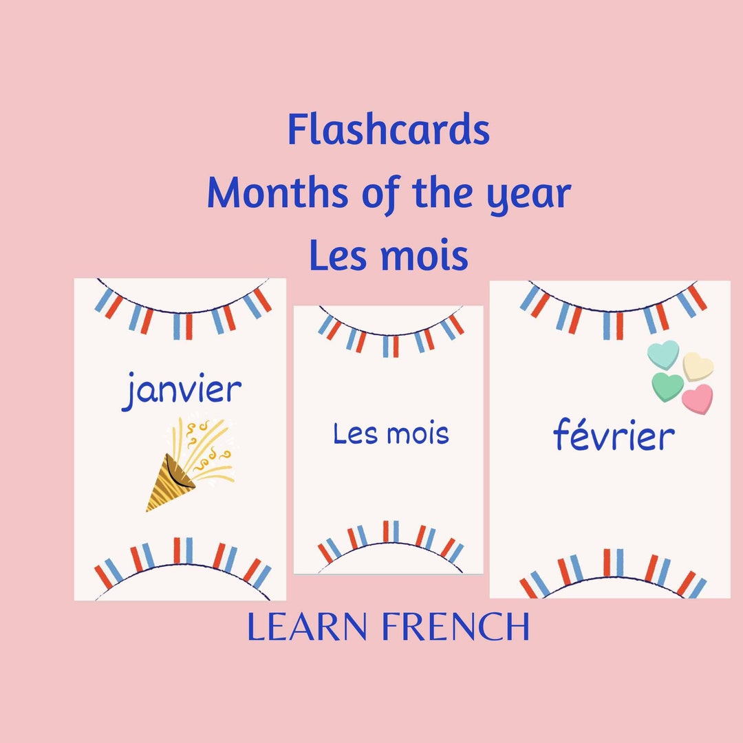 Flashcards Months of the Year French & English / Printable / Revision ...