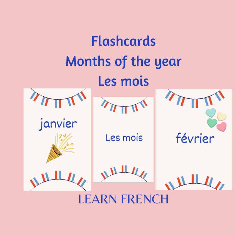Flashcards Months of the Year French & English / Printable / - Etsy
