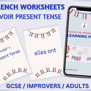 Avoir Present Tense Printable French Verb Workbook Flashcards ...