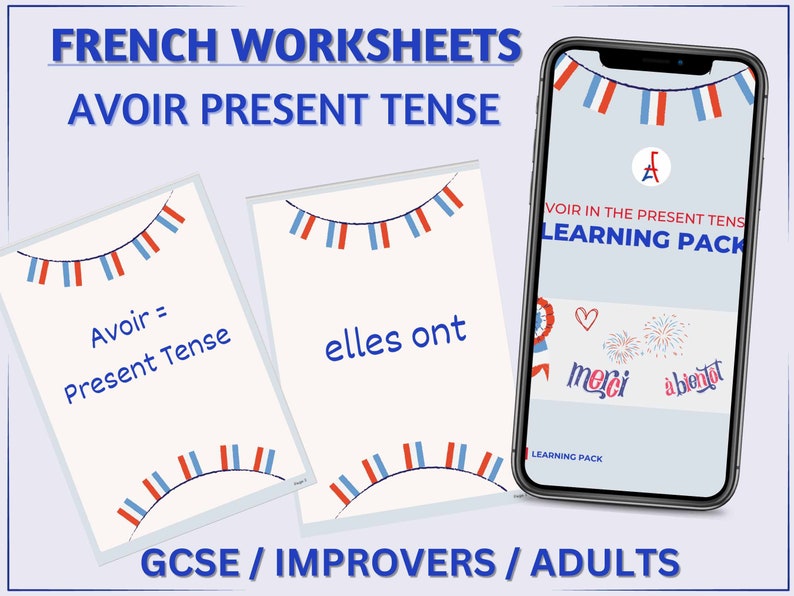 Avoir Present Tense Printable French Verb Workbook Flashcards ...
