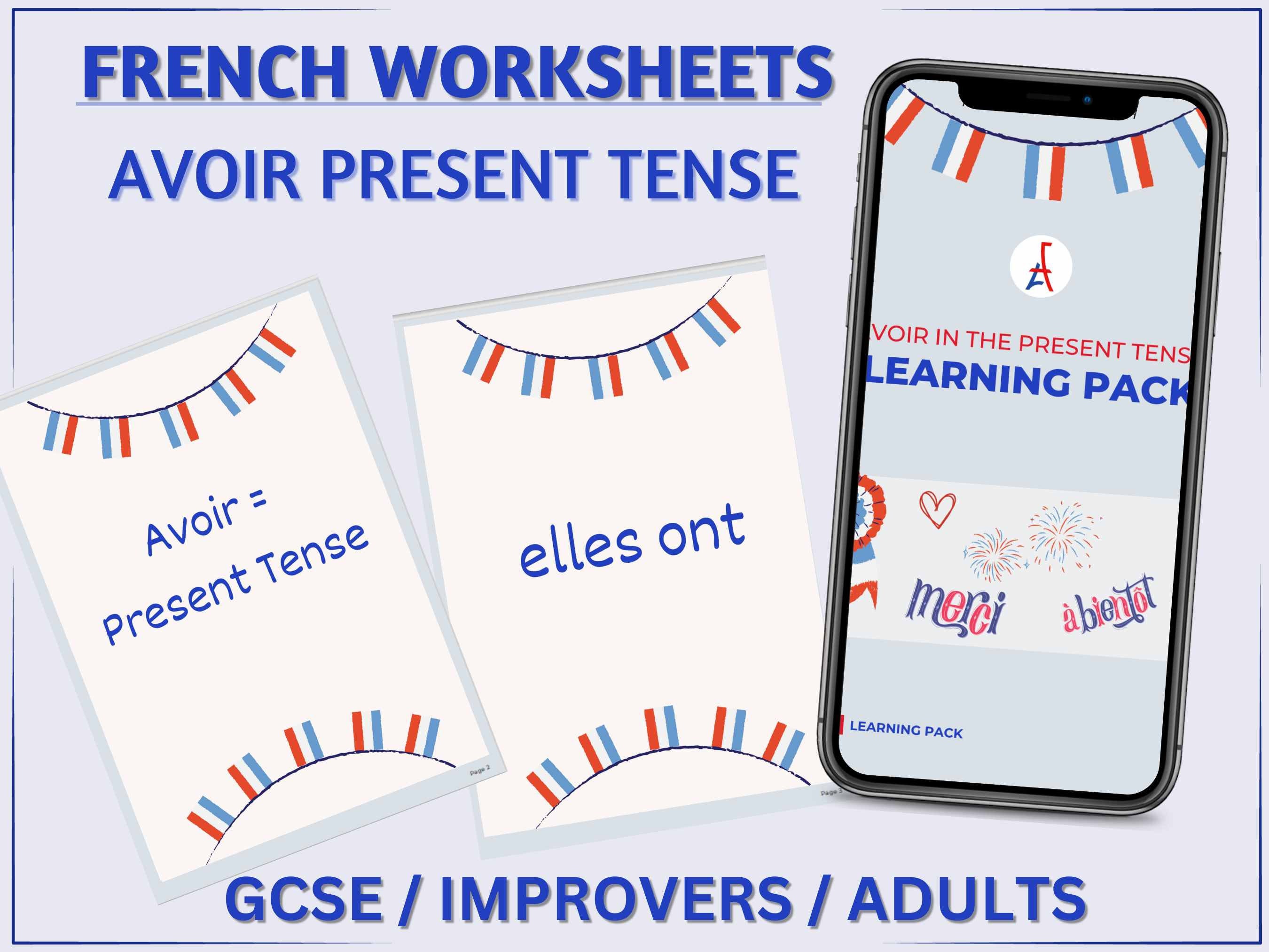 Avoir Present Tense Printable French Verb Workbook Flashcards ...