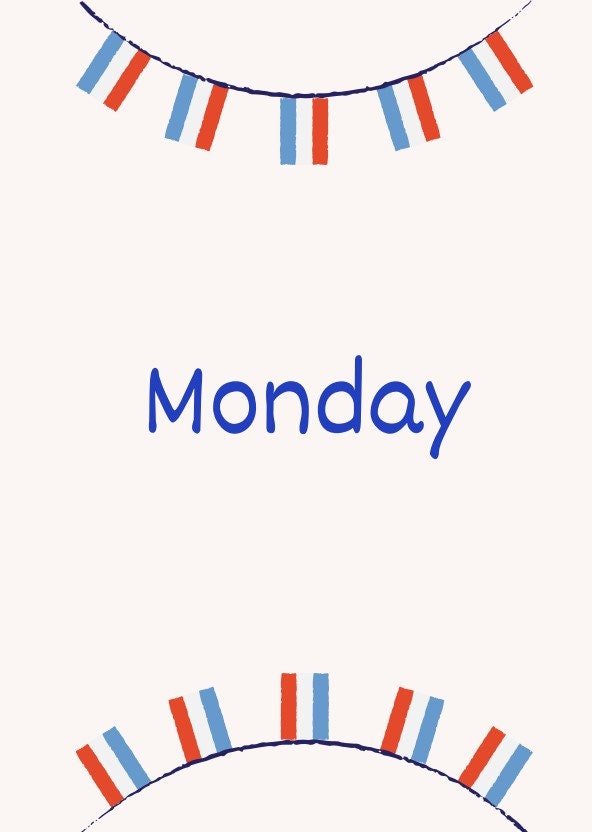 Flashcards Days of the Week French & English / Printable / Revision ...