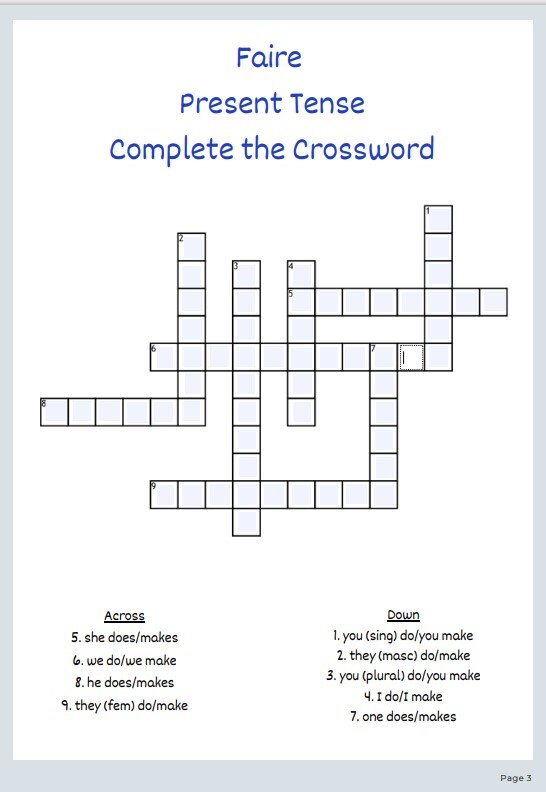 Faire Present Tense Printable French Verb Workbook Flashcards - Etsy