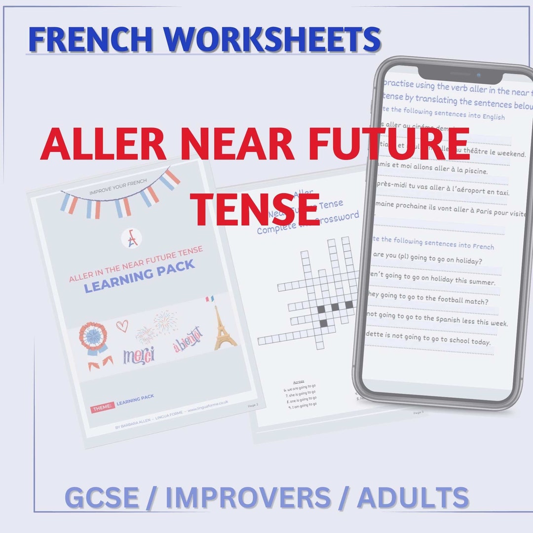 ALLER Near Future Tense Printable French Verb Workbook Flashcards ...