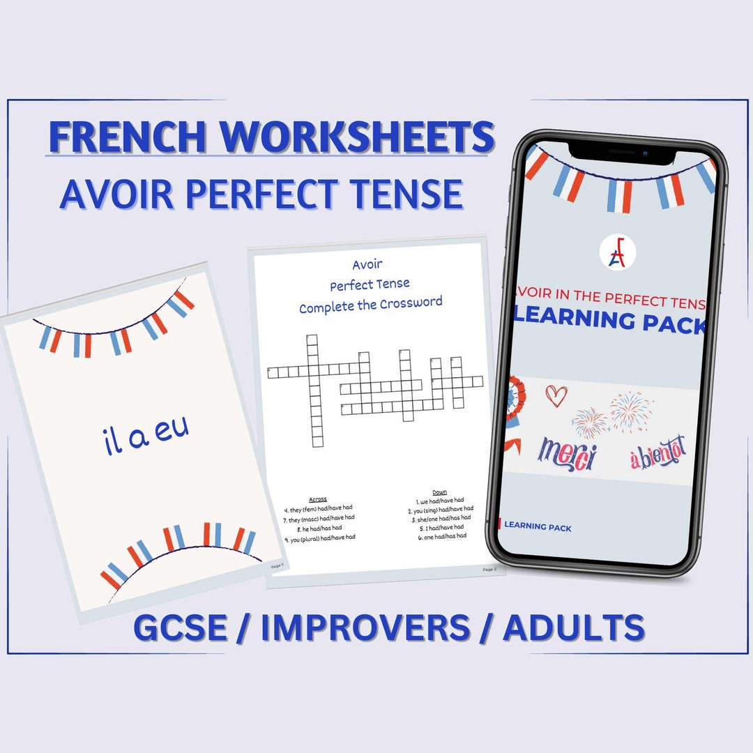 Avoir Perfect Tense Printable French Verb Workbook Flashcards ...