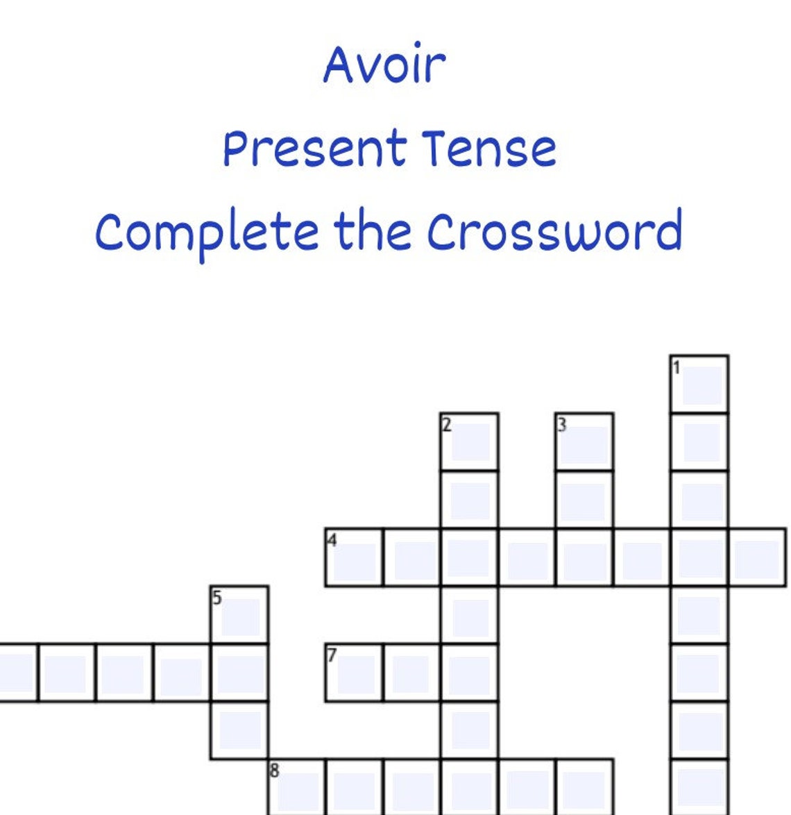 Avoir Present Tense Printable French Verb Workbook Flashcards ...