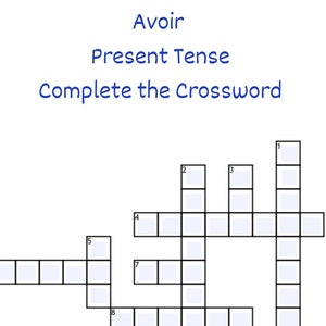 Avoir Present Tense Printable French Verb Workbook Flashcards ...