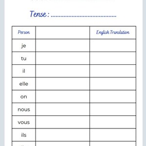 FAIRE PERFECT Tense Printable French Verb Workbook Flashcards ...