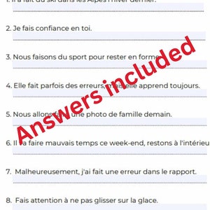 Translations Using Faire French & English Printable Fillable A Level ...