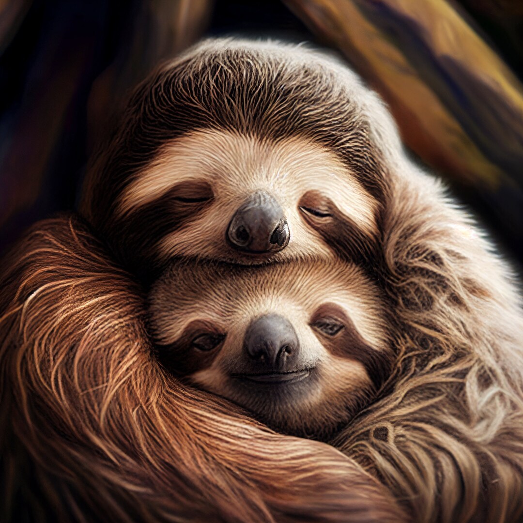 Sloths, Children's Room Murals, Sloths Cuddling, Cute Sloths, Posters ...