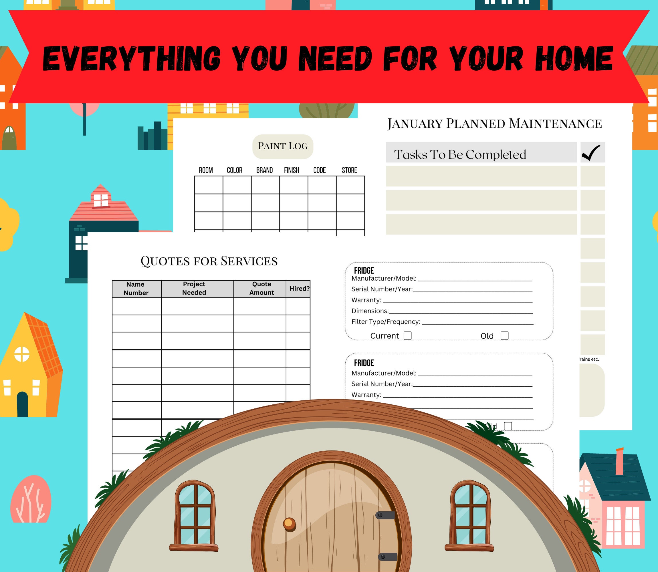 Home Maintenance Planner Manual, Household Improvement, House ...