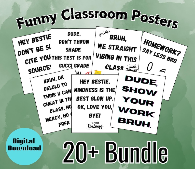 Funny Clasroom Decor, Slang Sign, Funny Math Prints, English Gramar ...