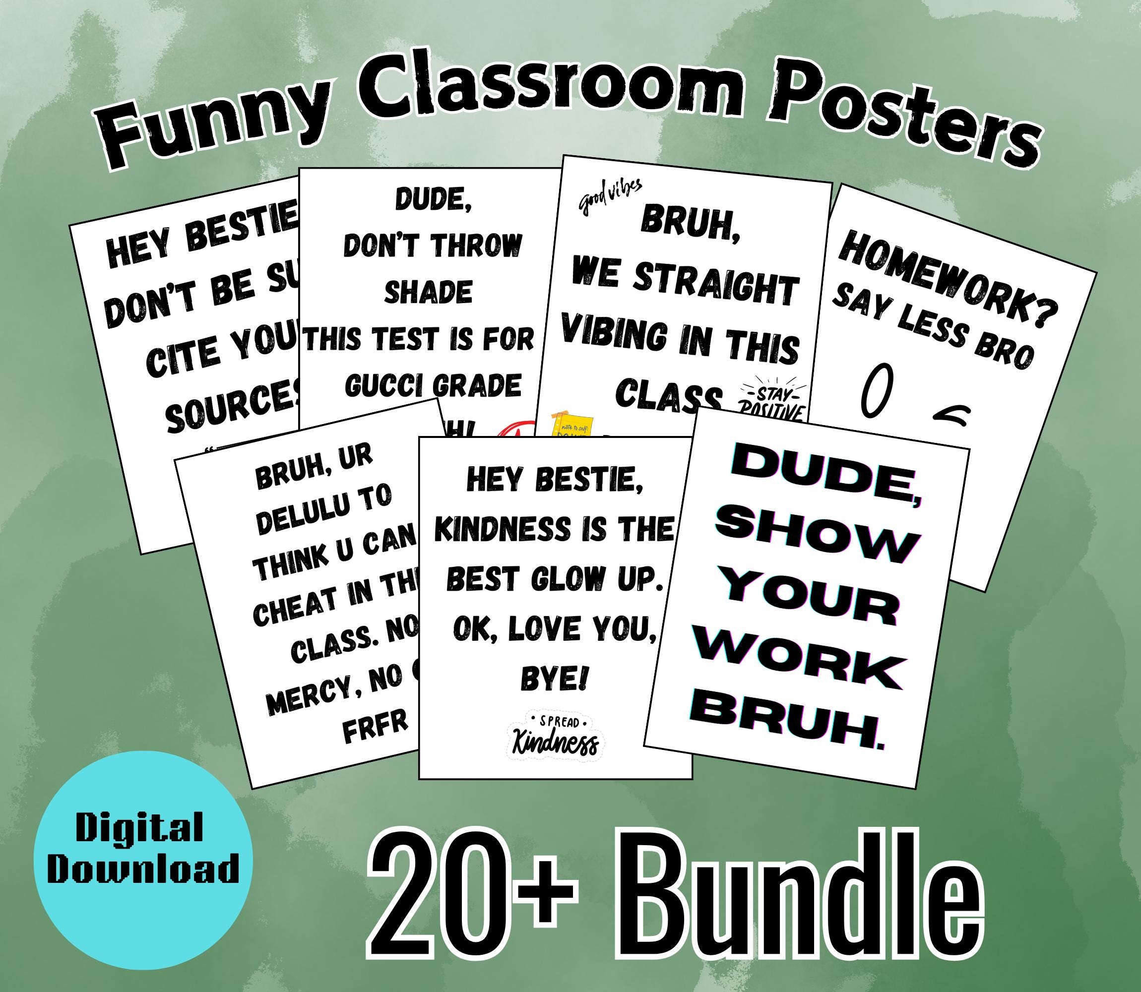 Funny Clasroom Decor, Slang Sign, Funny Math Prints, English Gramar ...