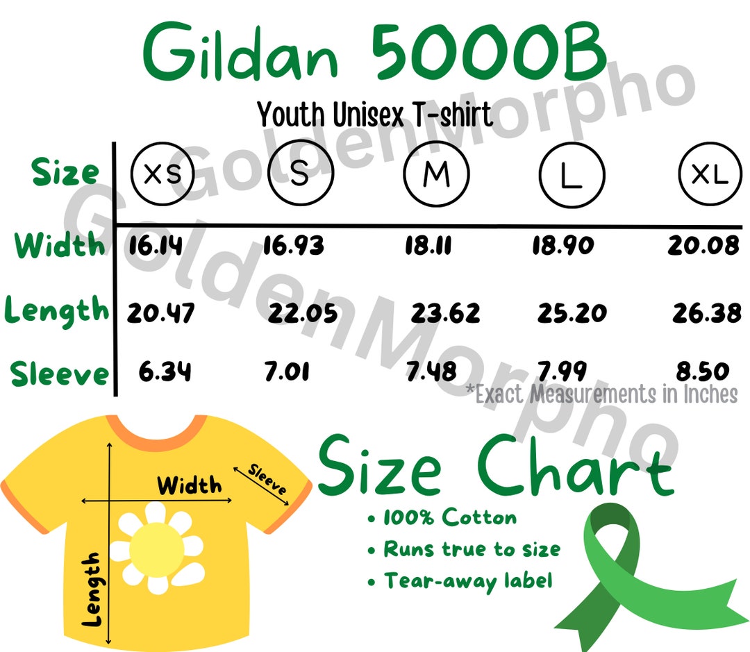Size Chart Gildan 5000b Youth Shirt Youth Tshirt Gildan Unisex Gildan 5000b Size Chart Gildan