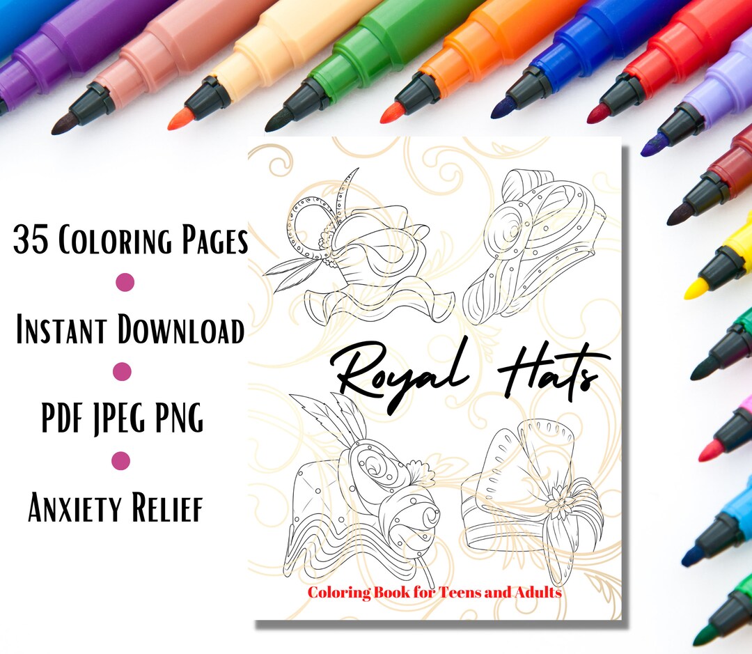 Royal Hats Coloring Book for Teens and Adults; Instant Download ...