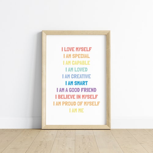 Rainbow Affirmations Wall Art Affirmations for Kids I Am - Etsy