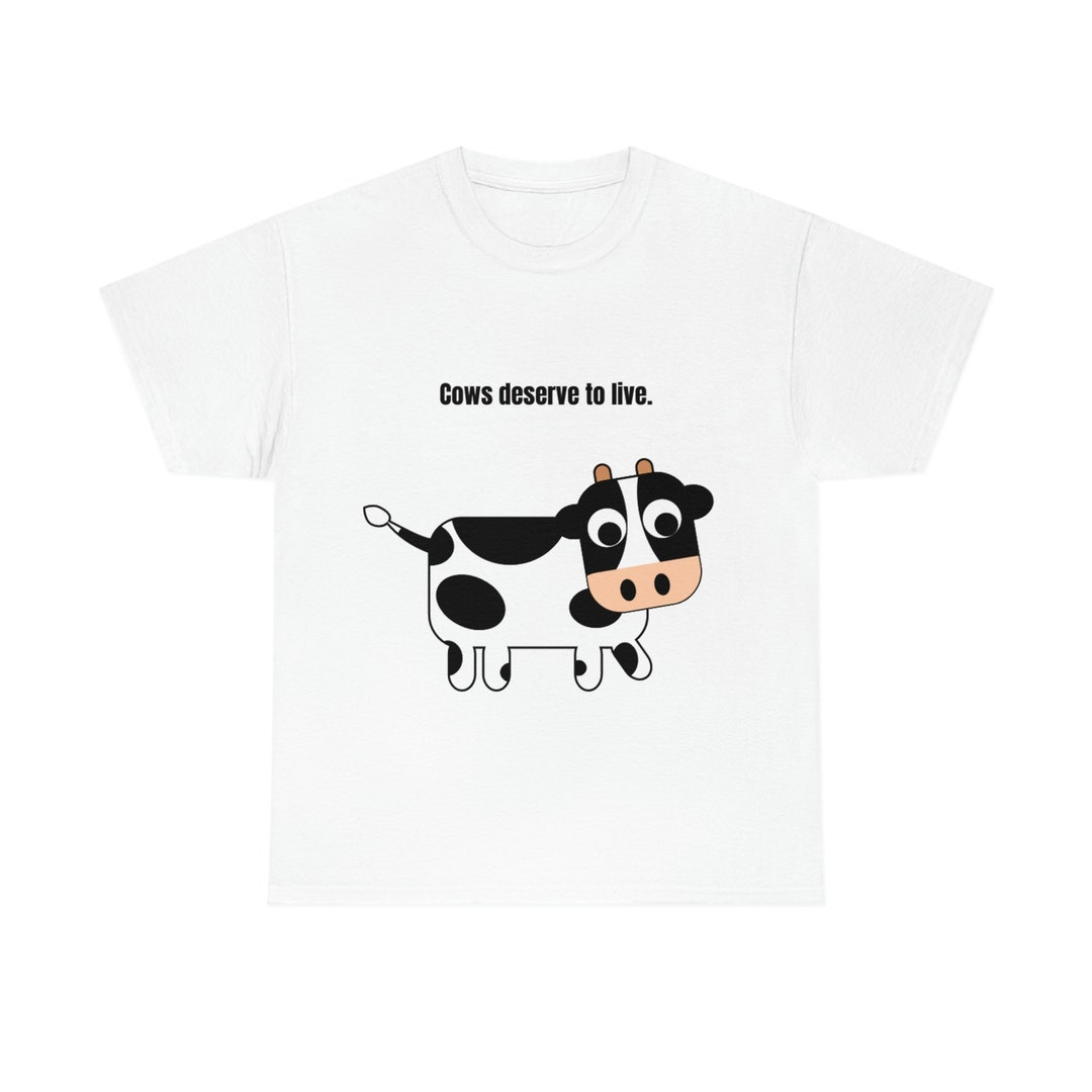 Vegan Shirt Cow White Statement - Etsy