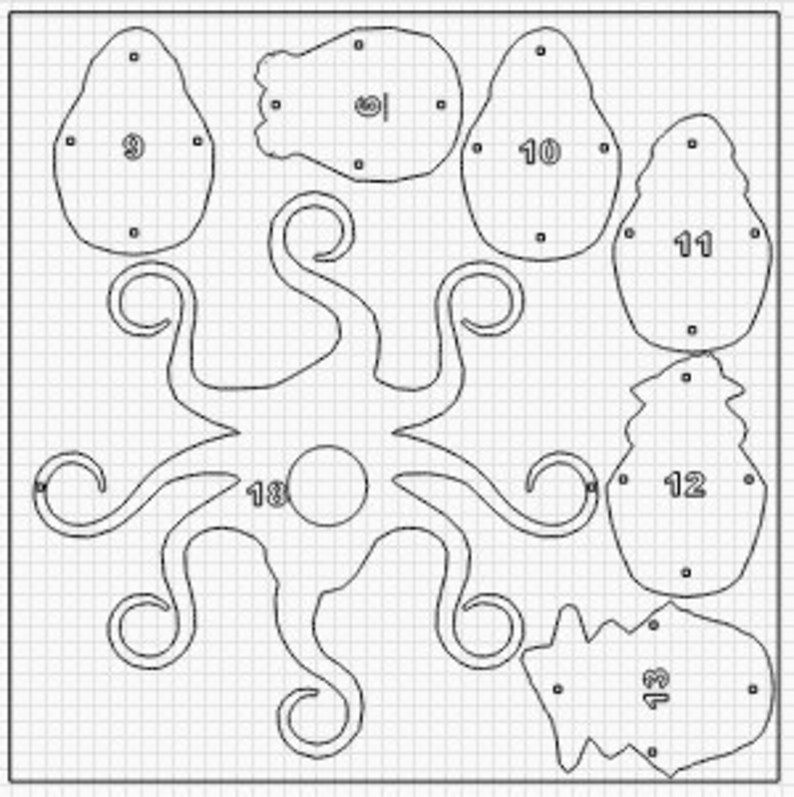 Octopus Cutout File (.lbrn2/.svg) - Etsy