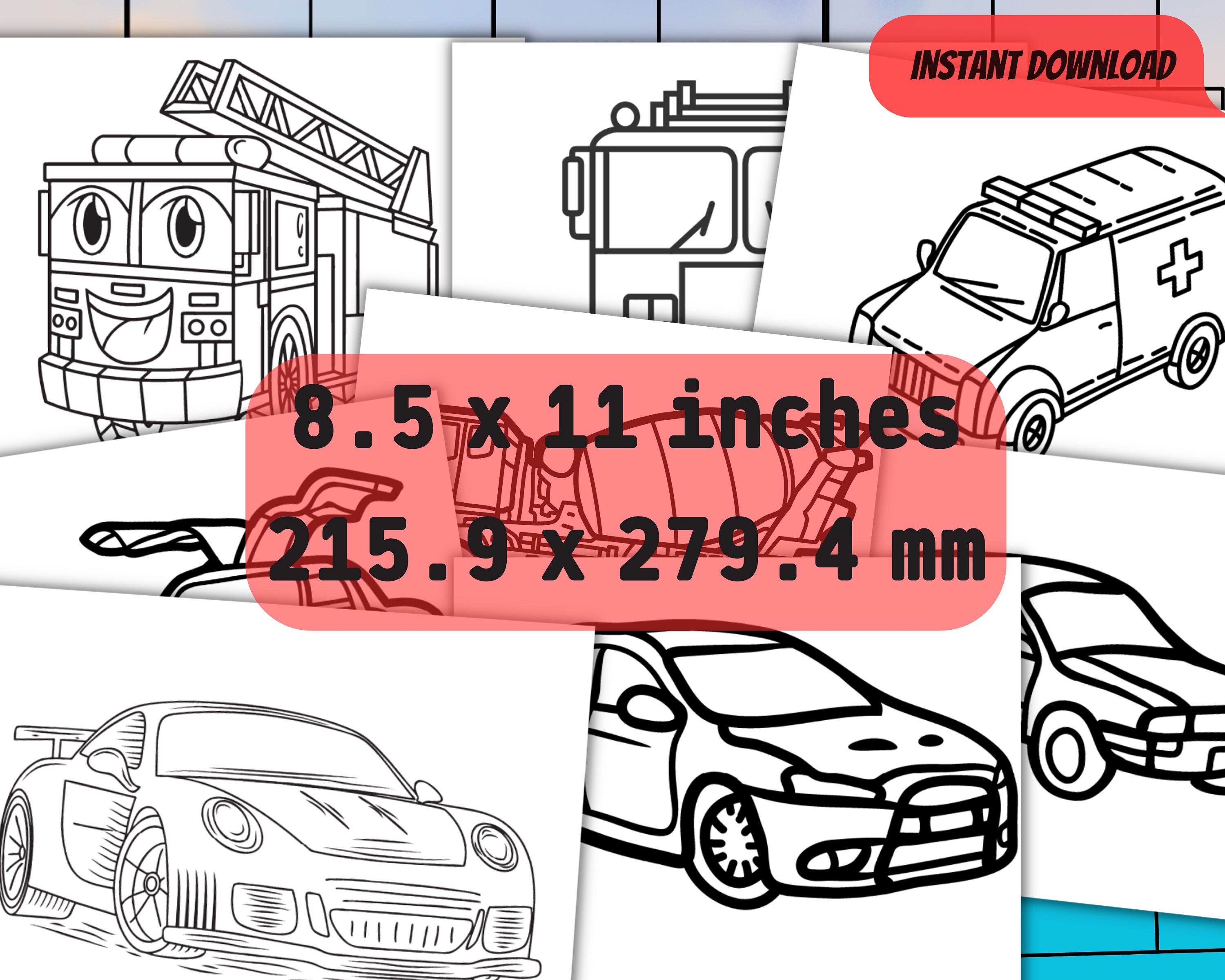 Minimalist Car Coloring Book With Cars for Boys Coloring Pages With ...