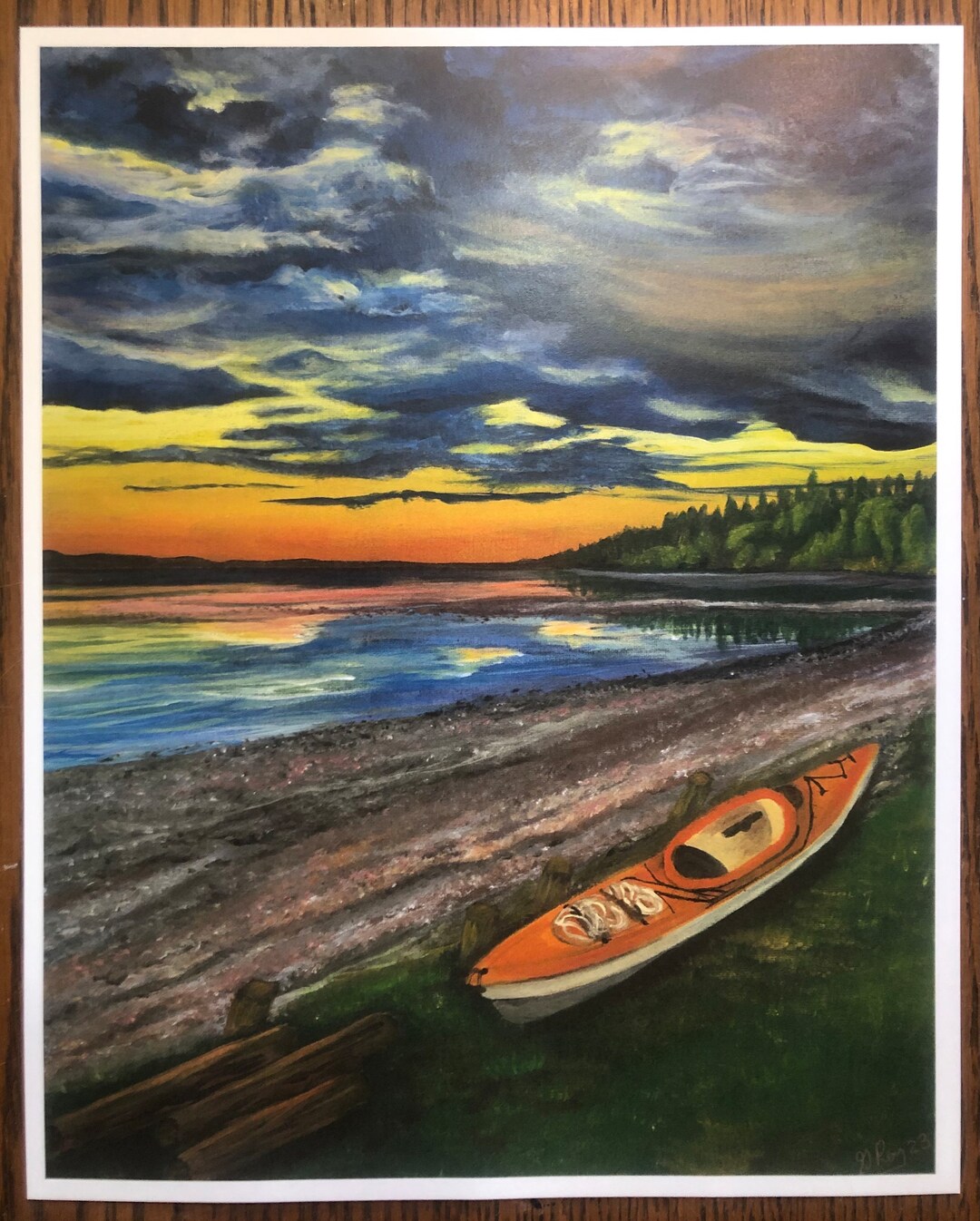 Kayak Print-lakeshore Kayak Art-lakeshore Beach Sunset- Lakeshore ...