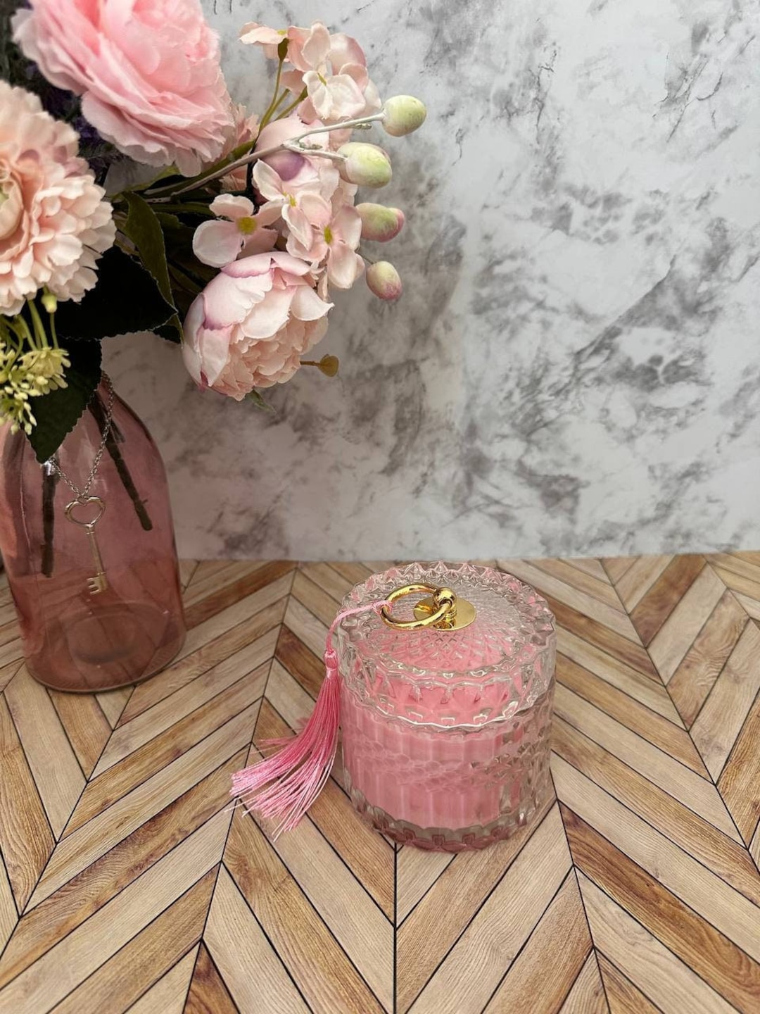 Luxury Jar Candle-luxury Container Candle-pink Crystal Jar Candle-soy ...