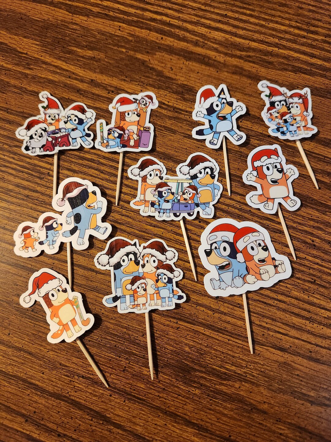 Bluey Christmas Cupcake Toppers- Double Sided - Etsy