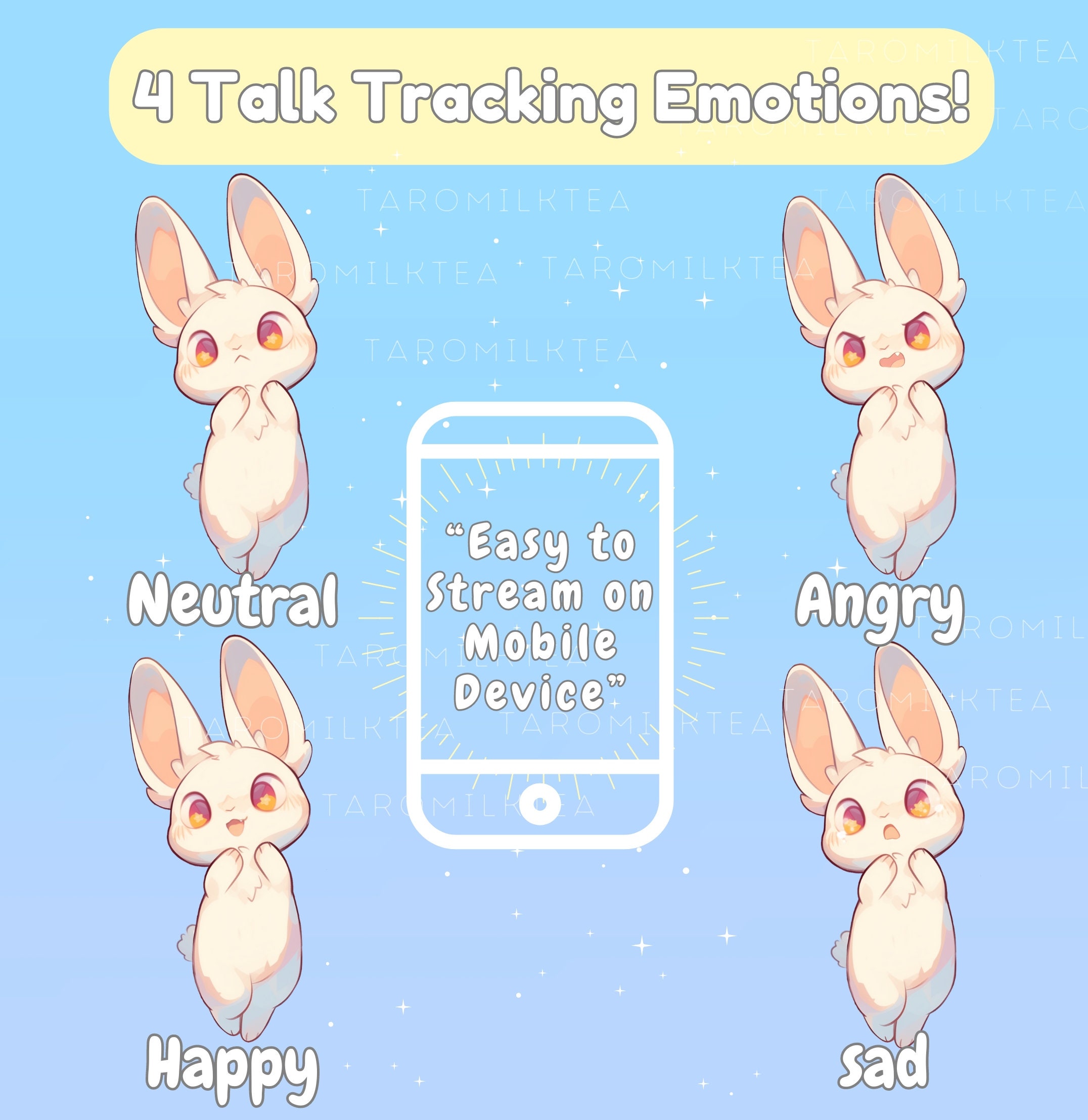 Pngtuber Bunny , Stream Pet / Cute Chibi Bunny / White Rabbit , Stream ...