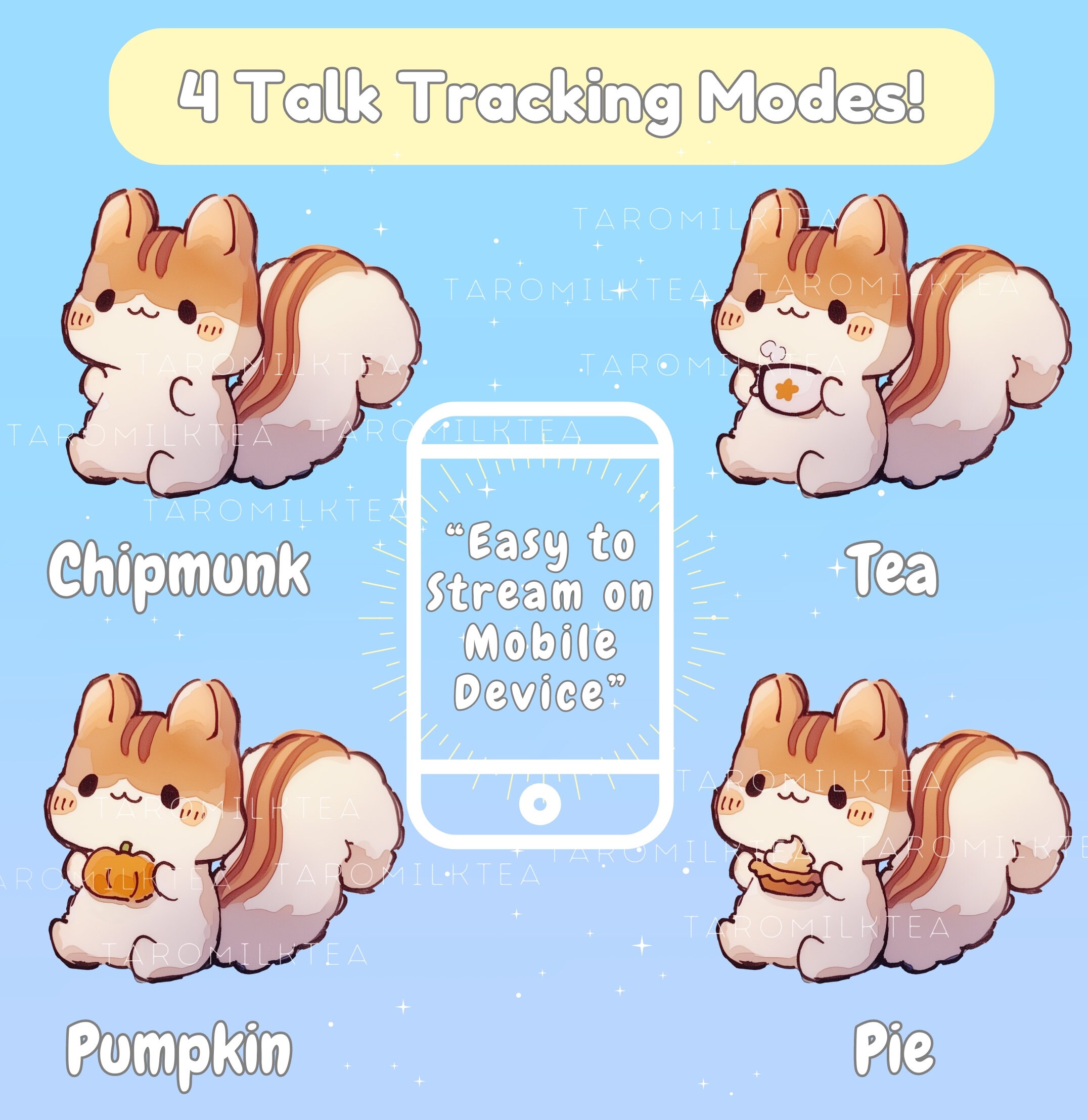 Pngtuber Cottage Core Critter , Stream Pet / Cute Chibi Chipmunk / Tea ...