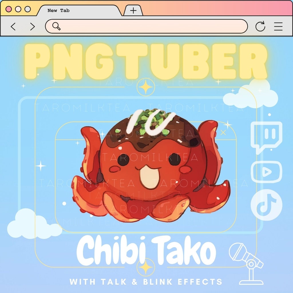 Pngtuber Food / Cozy Chibi Octopus for Streaming / Twitch / Make ...