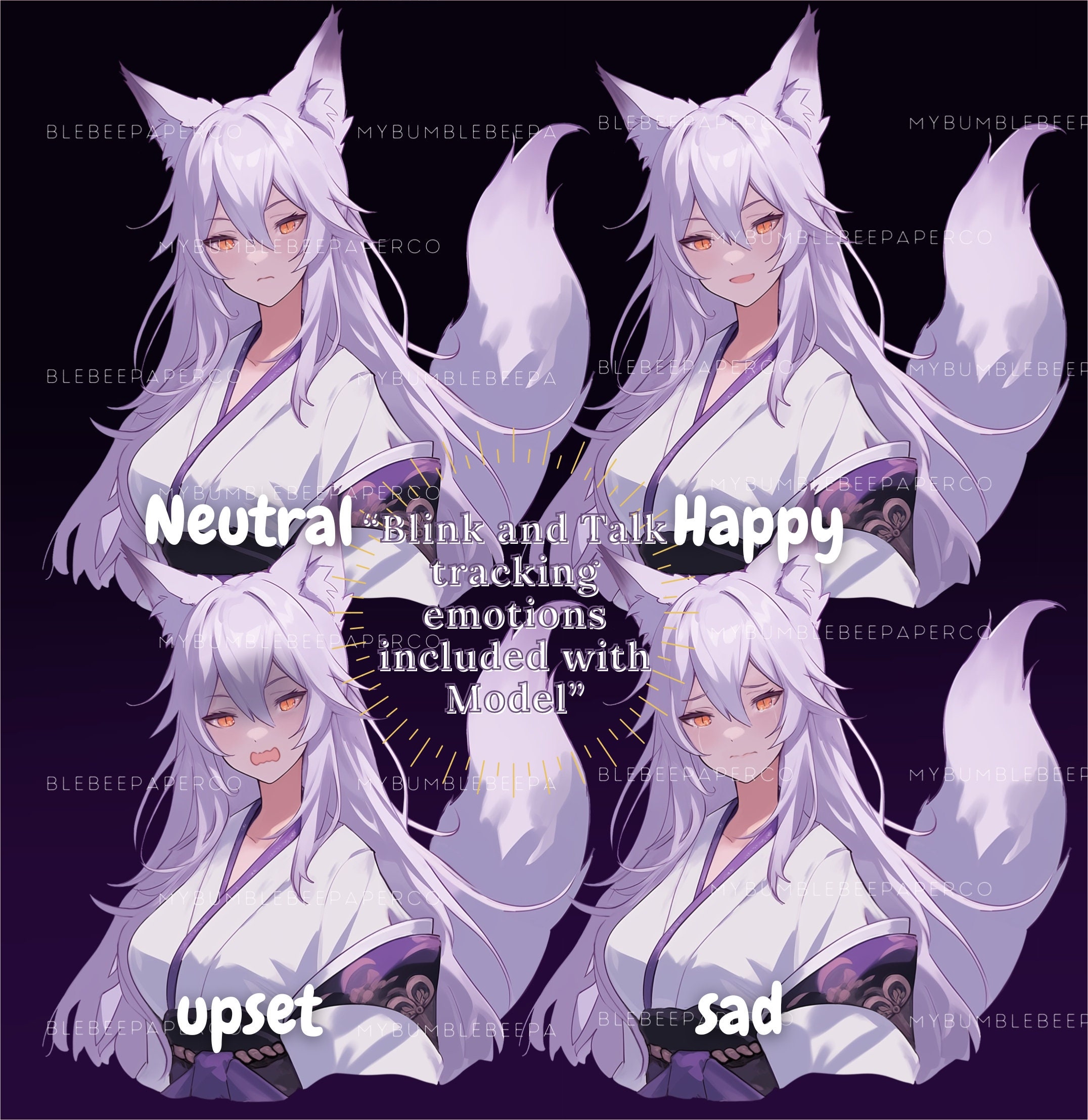 Pngtuber Model, Kitsune Spirit Fox for Streaming on Twitch Tiktok Youtube/ Making Unique ...