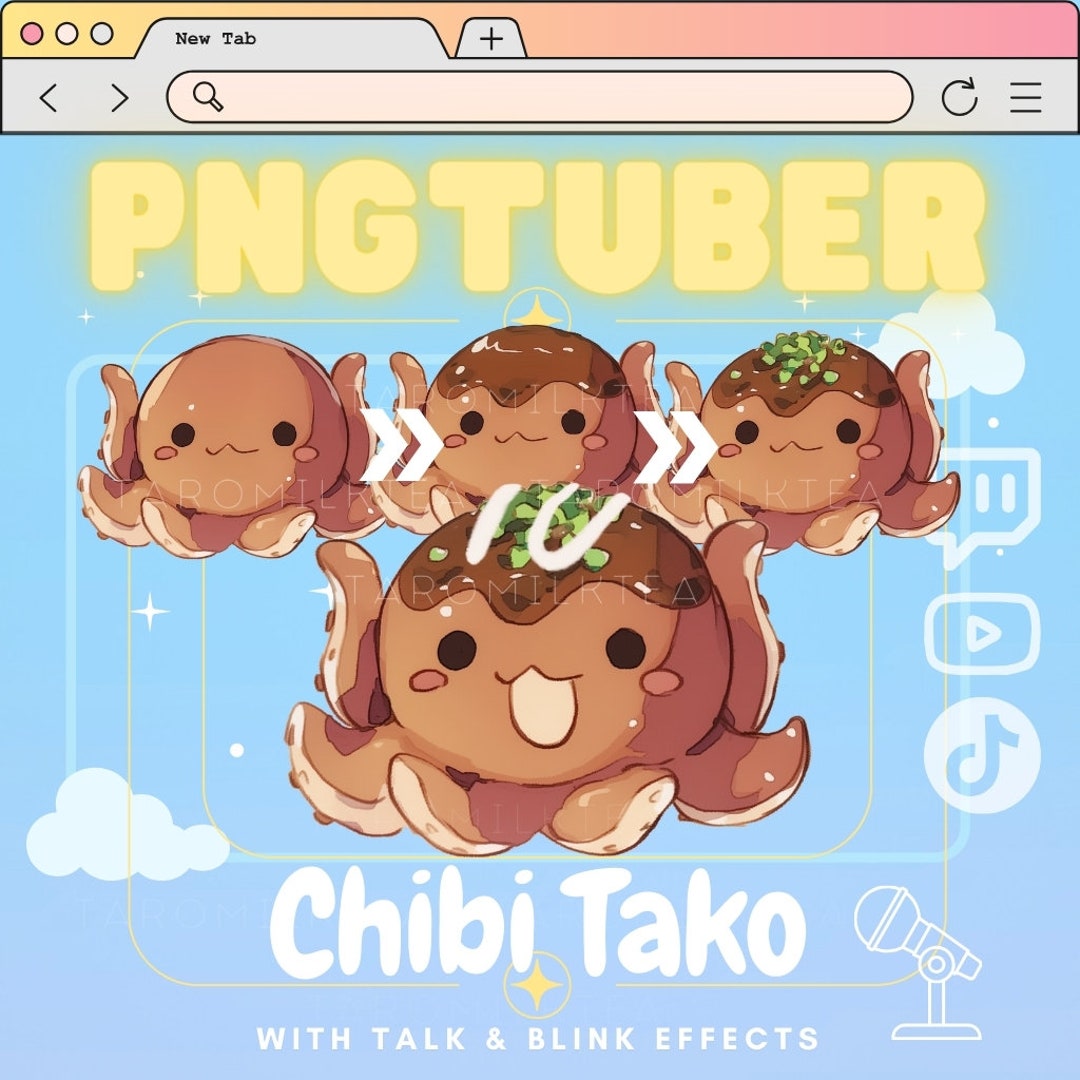 Pngtuber Food / Cozy Chibi Octopus for Streaming / Twitch / Make ...