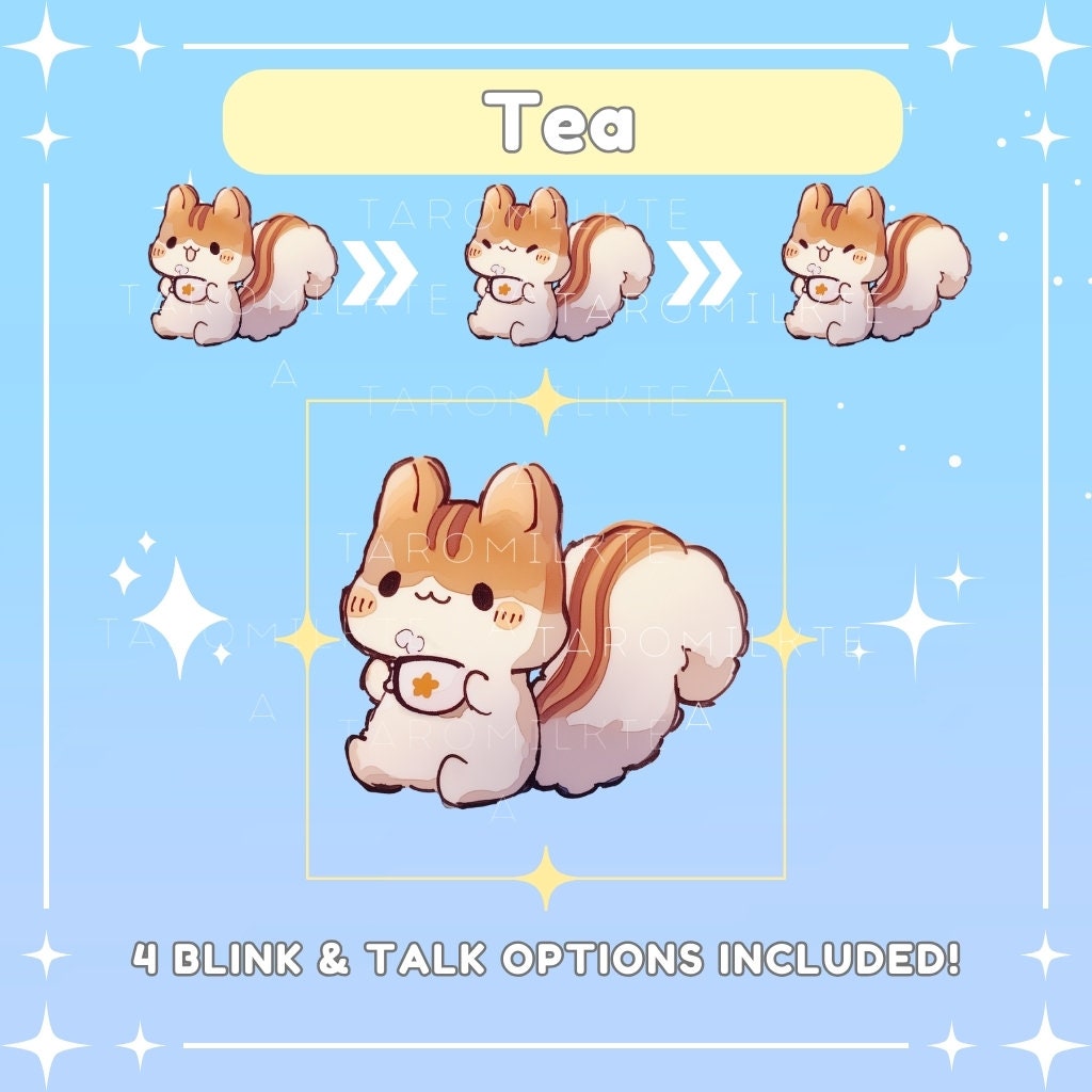 Pngtuber Cottage Core Critter , Stream Pet / Cute Chibi Chipmunk / Tea ...
