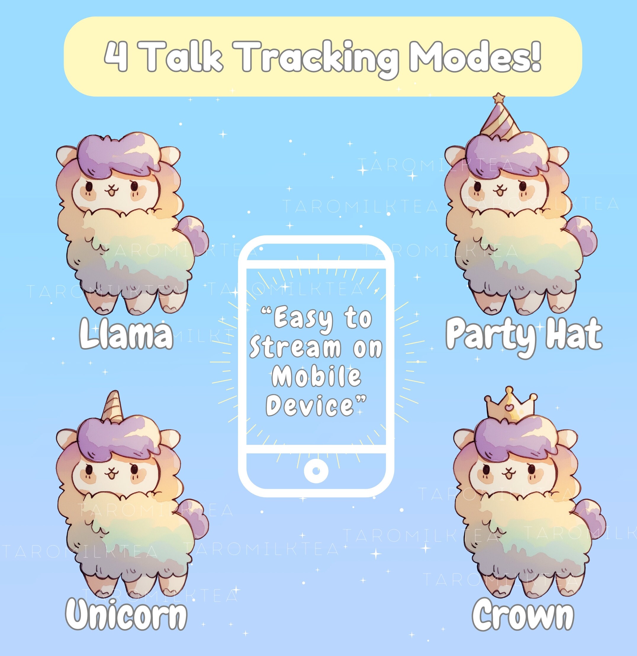 Pngtuber Llama / Cute Stream Pet / Kawaii Chibi / Pastel Llama / Twitch ...