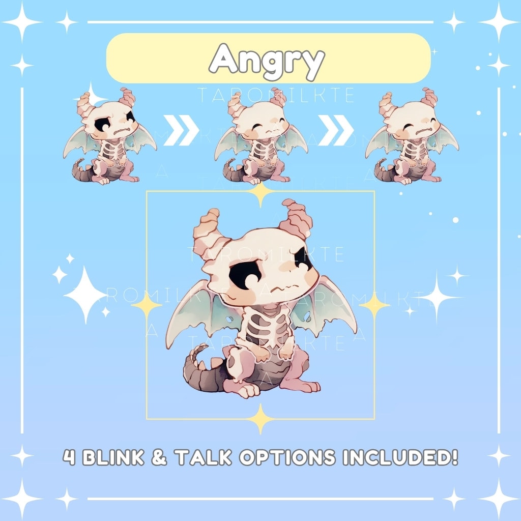 Pngtuber Skeleton Dragon , Stream Pet / Cute Bone Dragon / Spooky ...