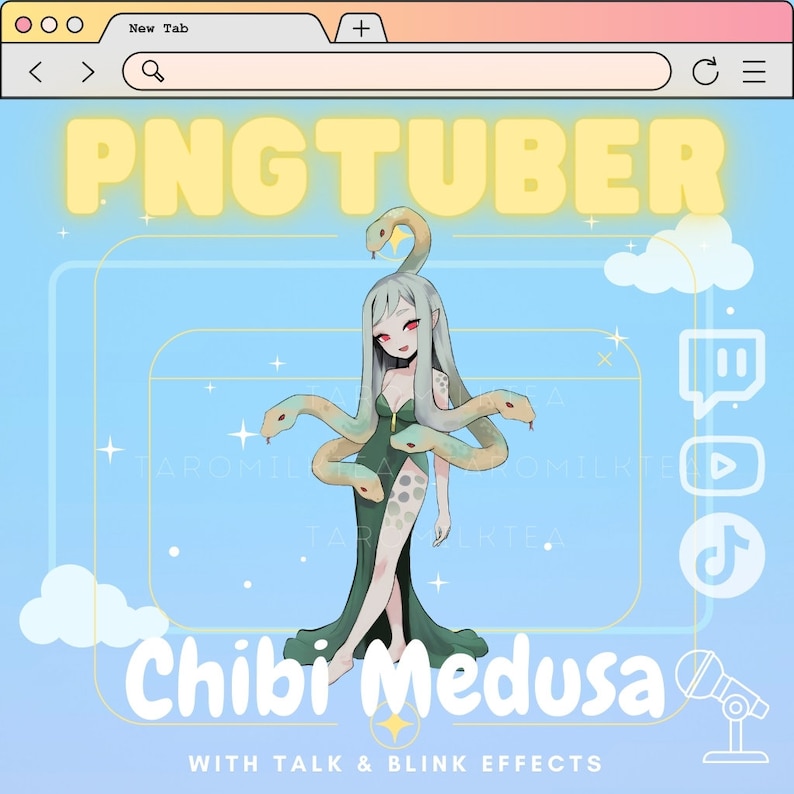 Pngtuber / Stream Pet / Spooky Chibi Medusa / Serpent Girl , Stream ...