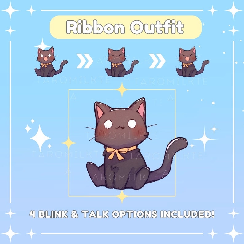 Pngtuber Black Cat , Stream Pet / Cute Chibi Cat / Spooky Cat , Stream ...