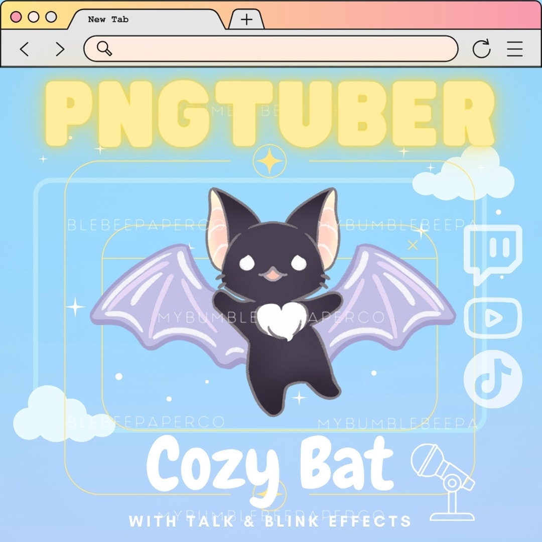 Pngtuber Bat / Spooky Bat / Chibi Cozy Bat / Streaming on Twitch Tiktok ...