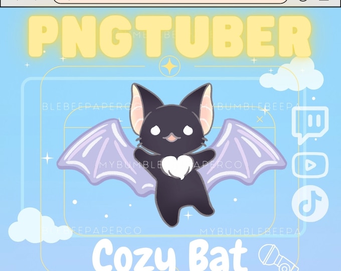 Gamer White Bat Pngtuber | Cute Bat | Twitch Streaming Avatar | Vtuber ...