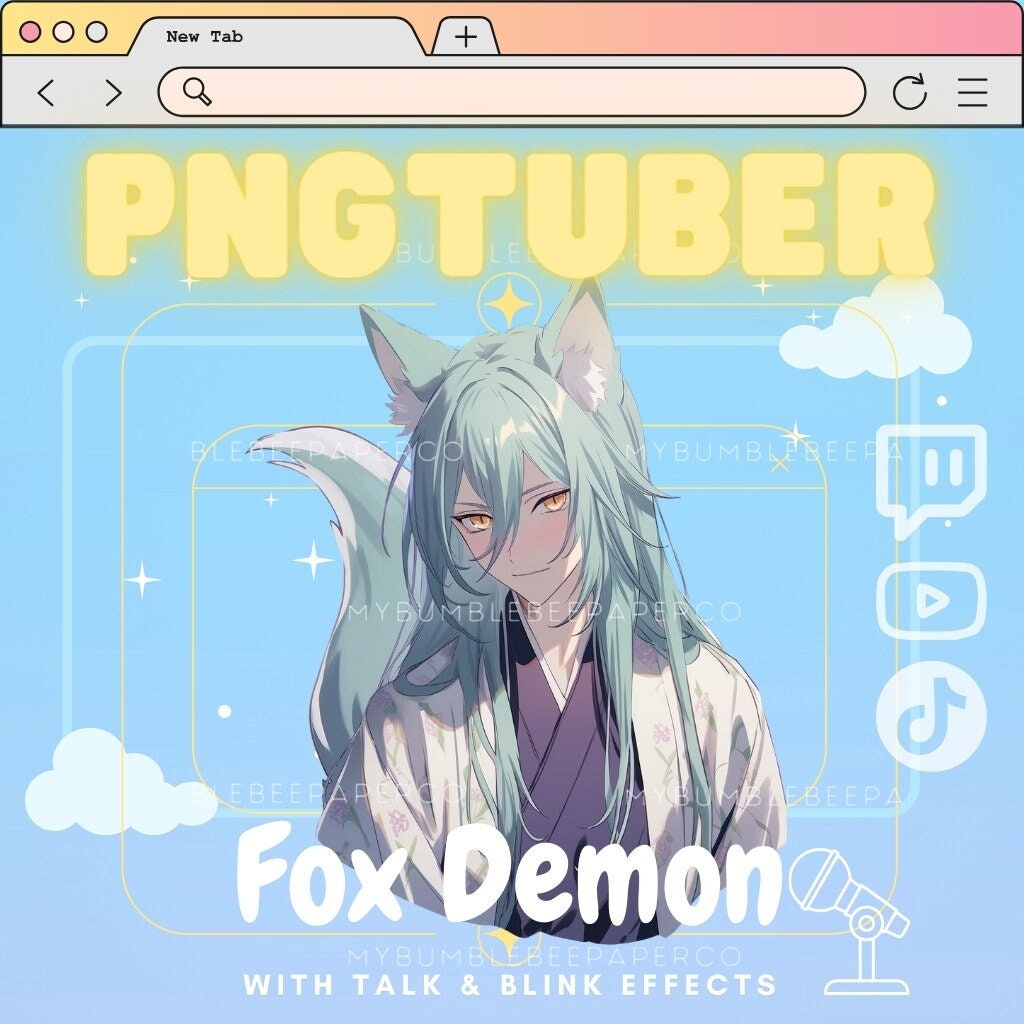 Pngtuber Model, Male Fox Demon for Streaming on Twitch Tiktok Youtube ...