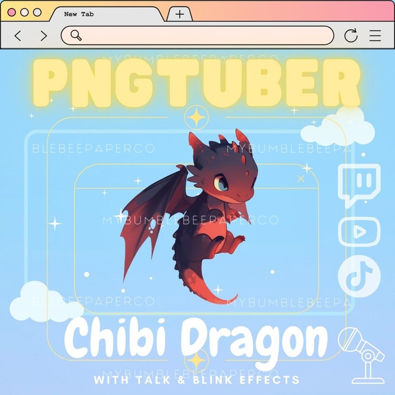 Pngtuber Dragon , Stream Pet / Kawaii Dragon / Black Dragon , Stream ...