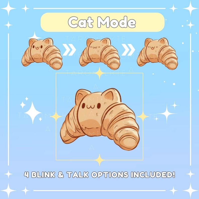 Pngtuber Food / Cozy Chibi Croissant Cat for Streaming / Twitch / Make ...
