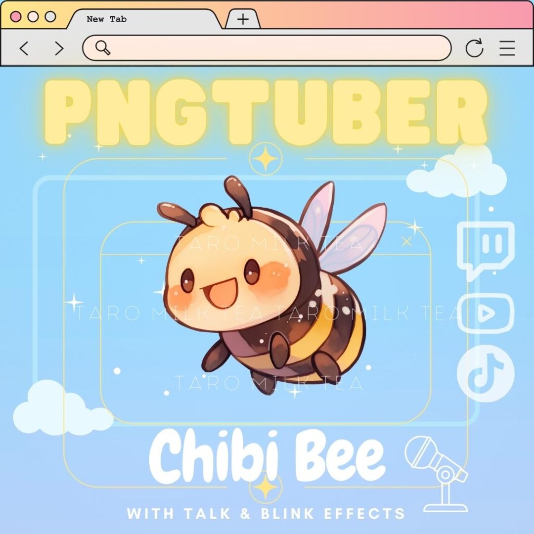 Pngtuber Bee / Cozy Bumble Bee / Chibi Bee / Streaming on Twitch/ Bug ...