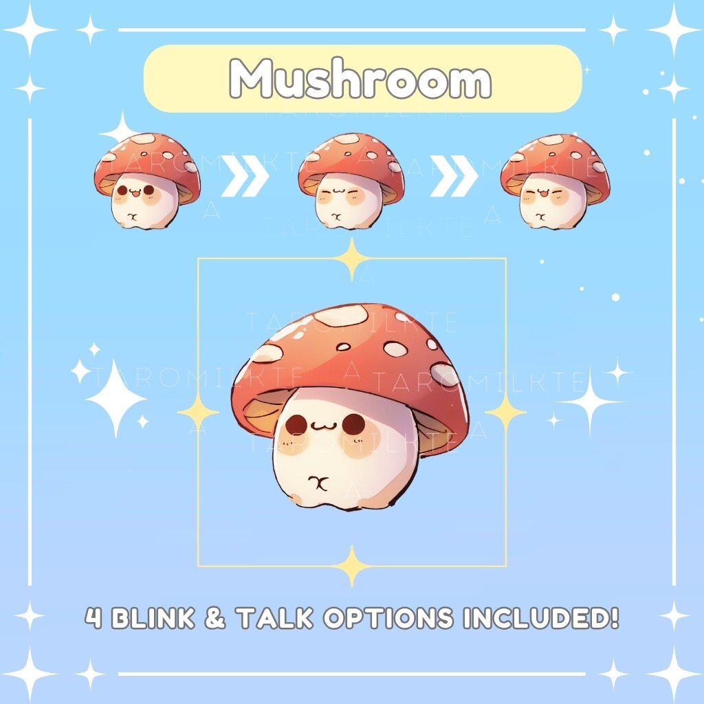 Pngtuber Mushroom / Cute Stream Pet / Kawaii Chibi / Cozy Mushroom ...